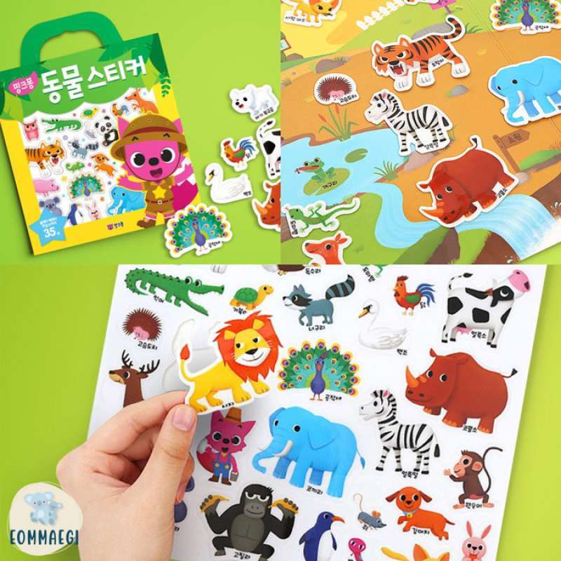 Promo Pinkfong Sticker Book (animals, Baby Shark, Mart) - Animals ...