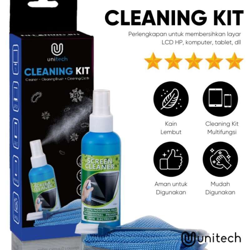 Jual Super Cleaning Set Unitech Pembersih Layar Komputer Kamera 80Ml Terbaru di Seller KANTONG ...