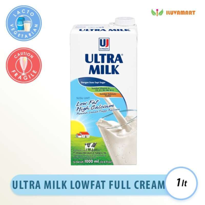 Jual Susu Uht Ultra Milk 1 Liter 1000 Ml / Full Cream / Coklat / Low Fat - Low Fat Plain Di ...