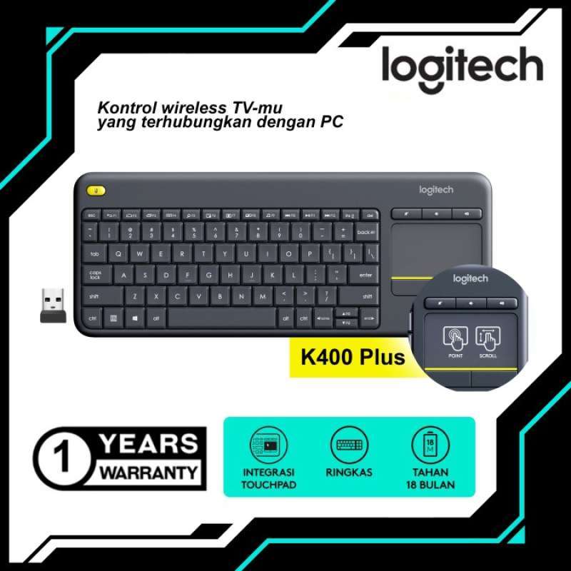 Promo Logitech K400 Plus Keyboard Wireless Touchpad Tablet Android PC ...