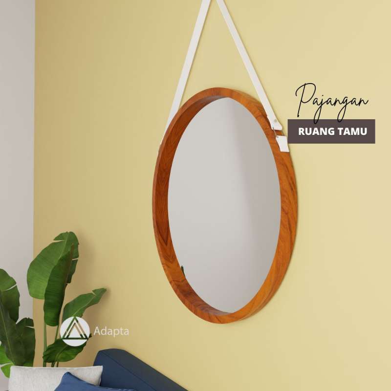 Jual Adapta Cermin Dinding Hias Ruang Tamu Natural Brown Diameter 60 Cm ...