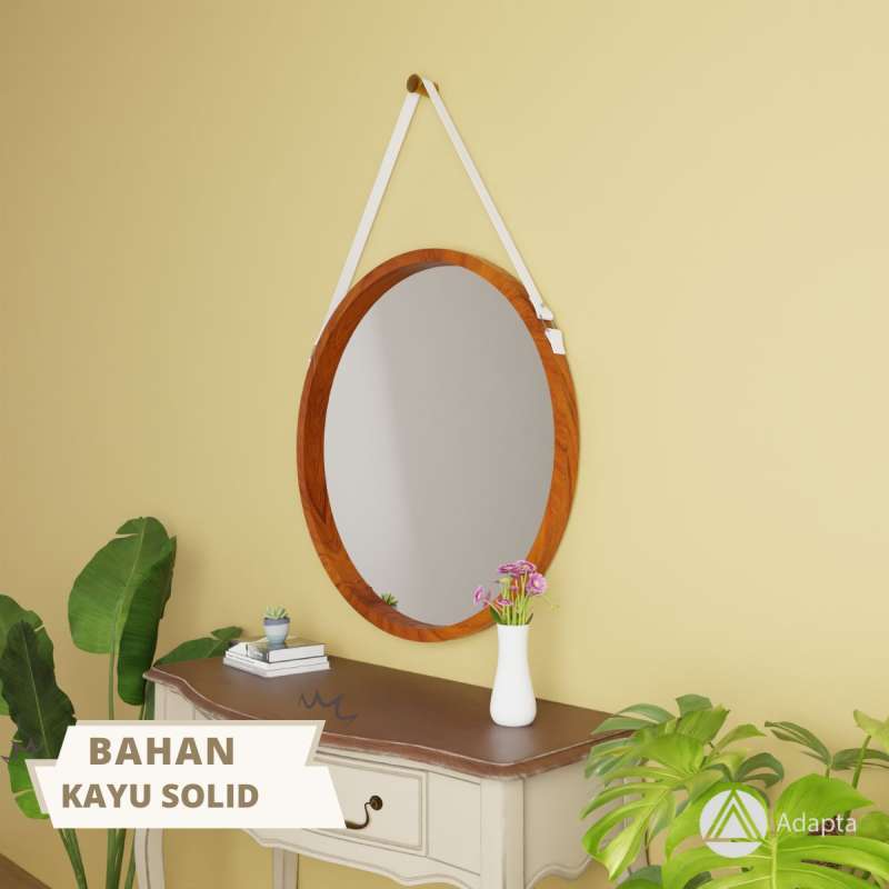 Jual Adapta Cermin Dinding Hias Ruang Tamu Natural Brown Diameter 60 Cm ...