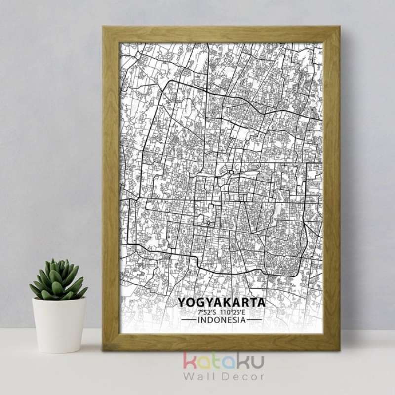 Promo Yogyakarta City Map Art Hiasan Dinding Poster Peta Kota ...