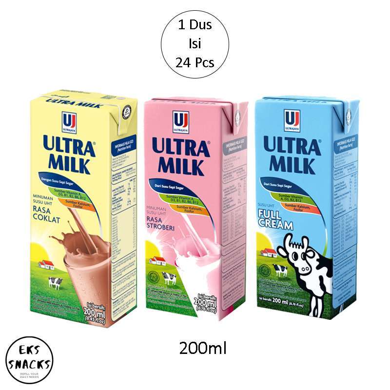 Jual Ultra Milk Susu Uht 200ml - Cokelat Strawberry Full Cream [1 Dus 24 Pcs] - Strawberry Di ...