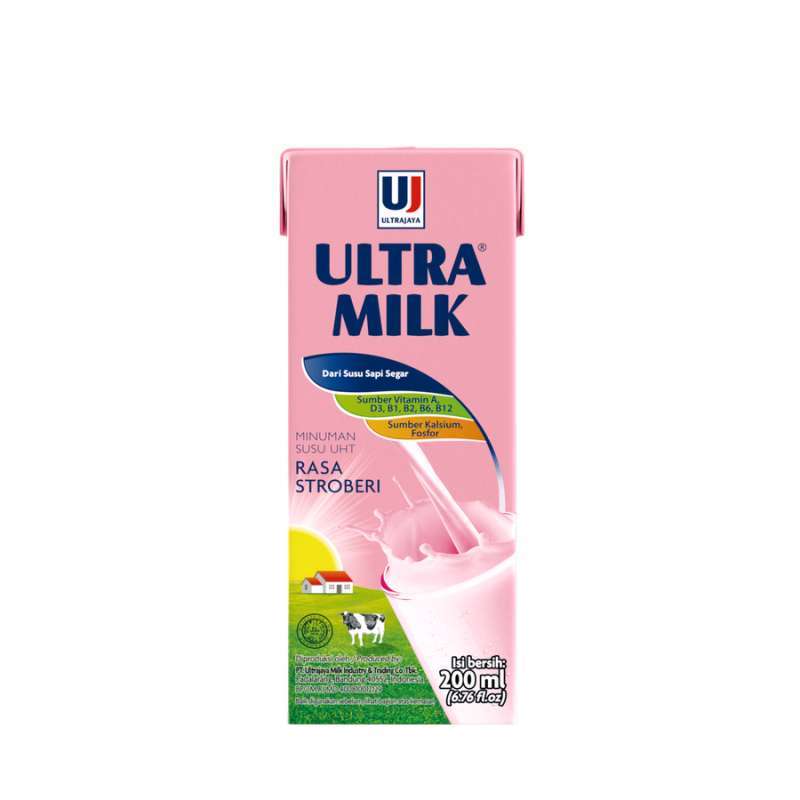 Jual Ultra Milk Susu Uht 200ml - Cokelat Strawberry Full Cream [1 Dus 24 Pcs] - Strawberry Di ...