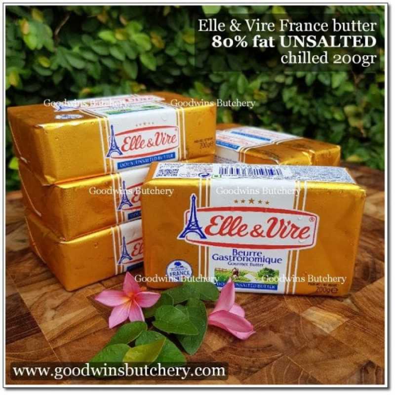 Promo Butter ELLE & VIRE 80% fat UNSALTED butter tanpa garam 200gr ...