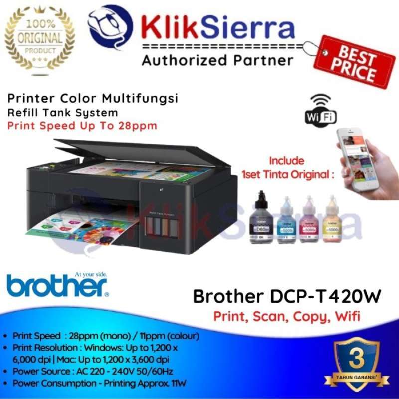 Promo Brother Dcp-t420w Printer Ink Tank Colour Aio Multifunction T420 ...
