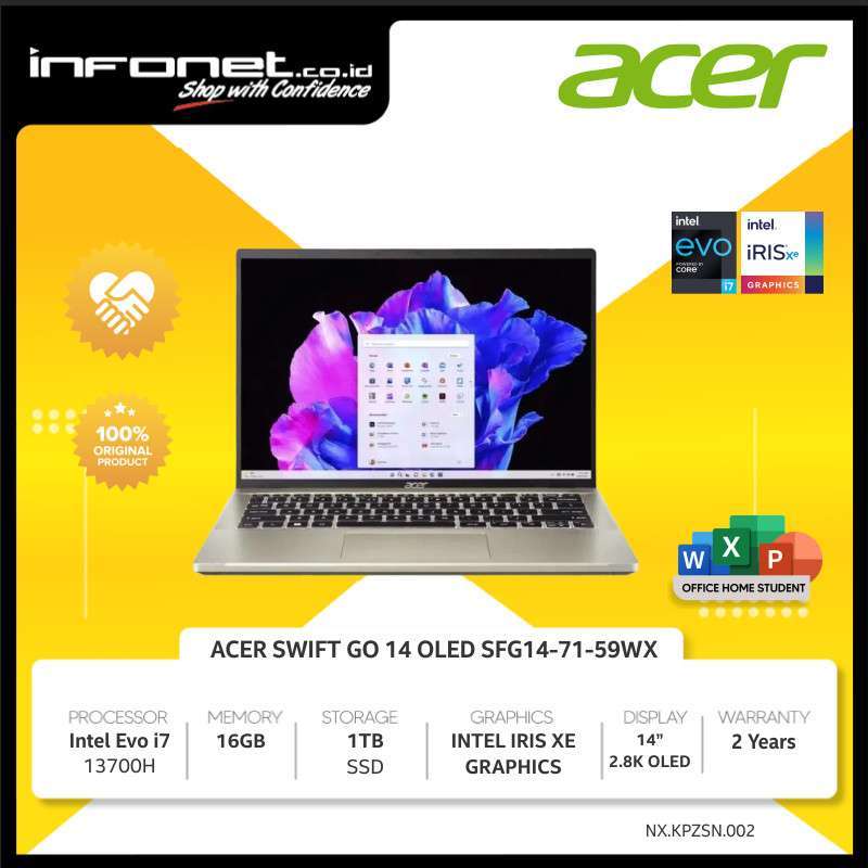 Jual Acer Swift Go 14 Sfg14-71 I7-13700h 16gb 1tb 14 2.8k Oled W11 Ohs ...