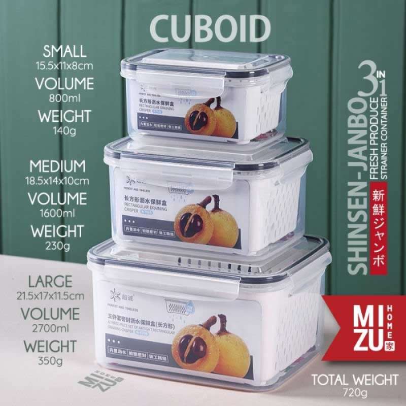 Promo Mizu Shinsen-Janbo 3In1 Fresh Container Kotak Simpan Makanan ...