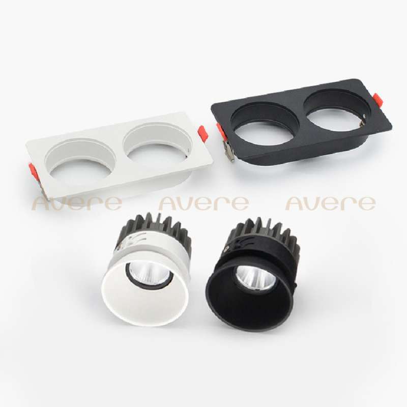 Jual Double Downlight Led Lampu Plafon Dua Mata Kotak Hitam Putih Beta ...