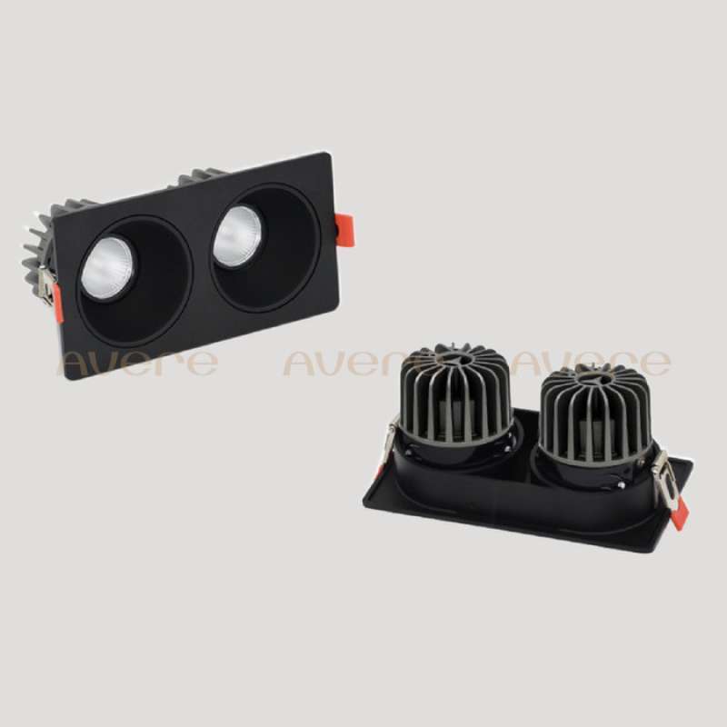 Jual Double Downlight Led Lampu Plafon Dua Mata Kotak Hitam Putih Beta ...