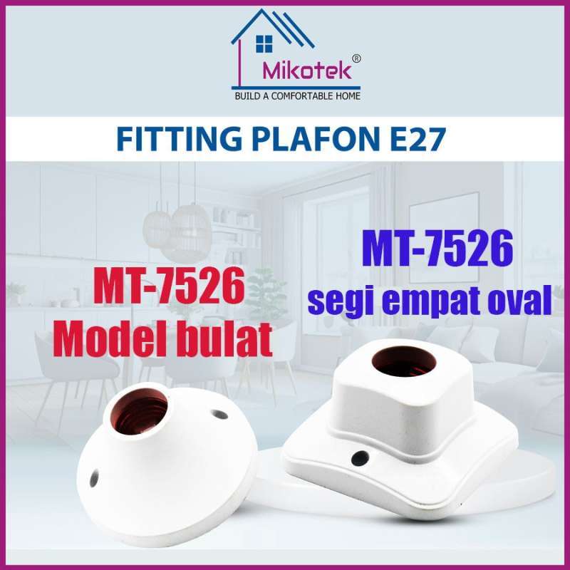 Promo Fitting Lampu Plafon Mikotek / Fitting Lampu Model Bulat / Oval ...