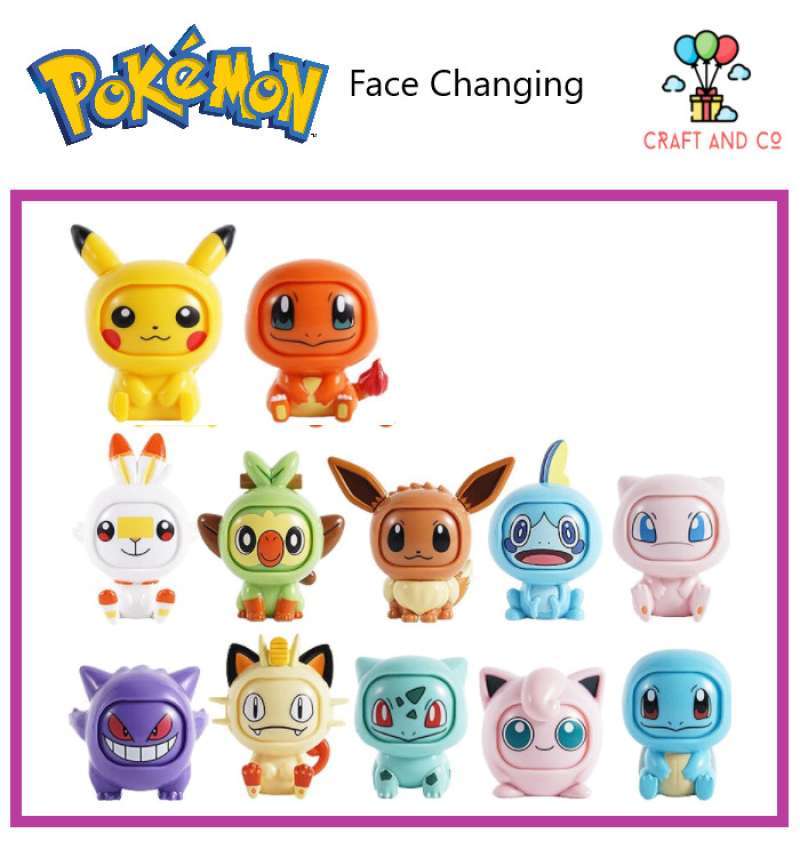 Promo Pokemon Changing Face Figure Cute Pikachu / Eevee / Jigglypuff ...