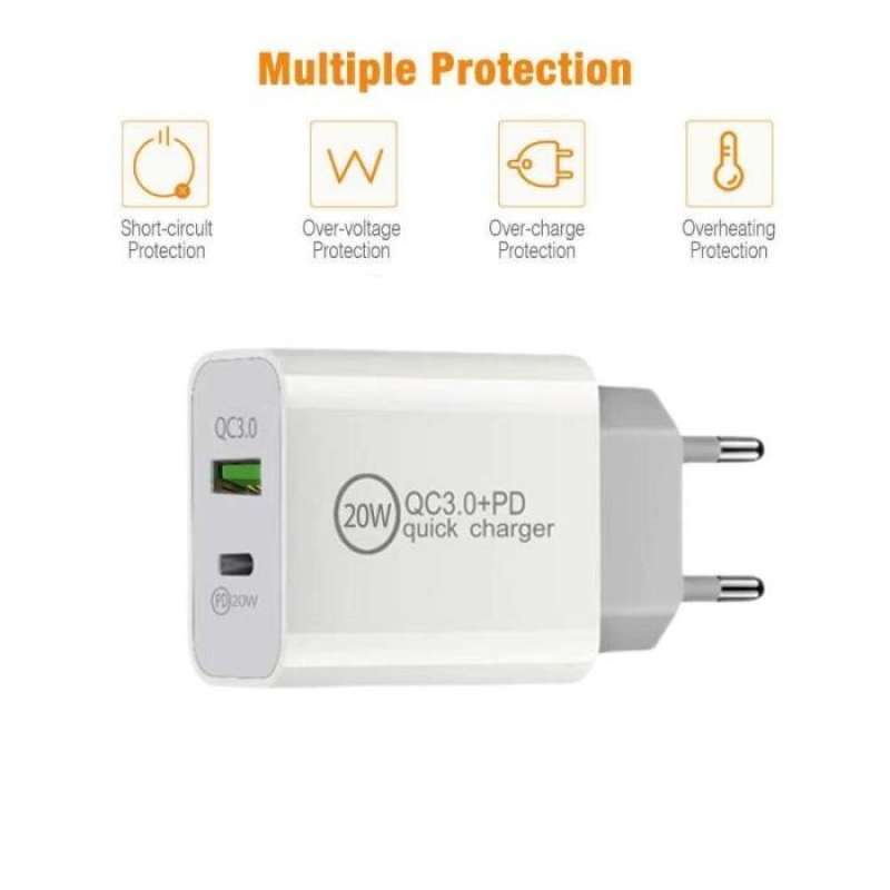 Jual Goojodoq Kepala Charger USB Type C Dual Port Fast Charging 20W D39 ...