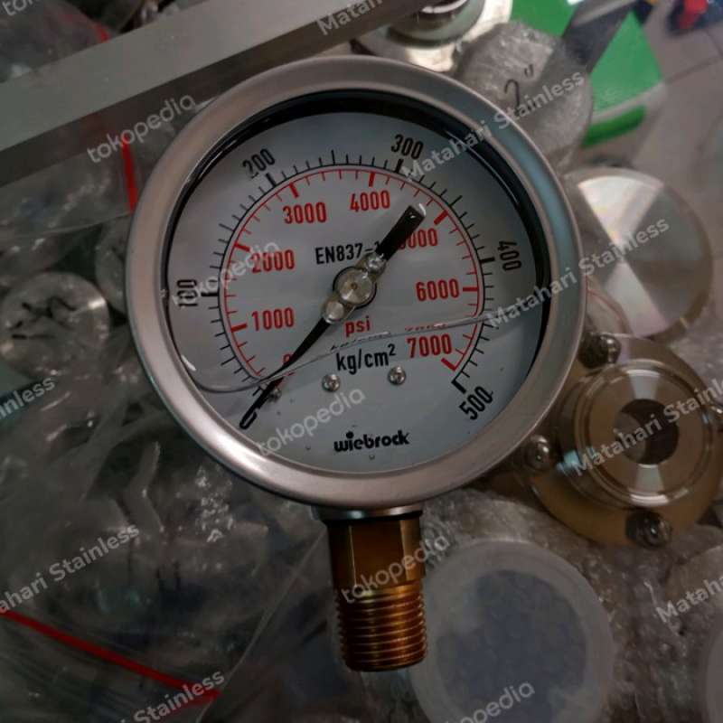 Promo Pressure Gauge Manometer Stainless 2 1/2 inchi 500 Bar 7000 Psi ...