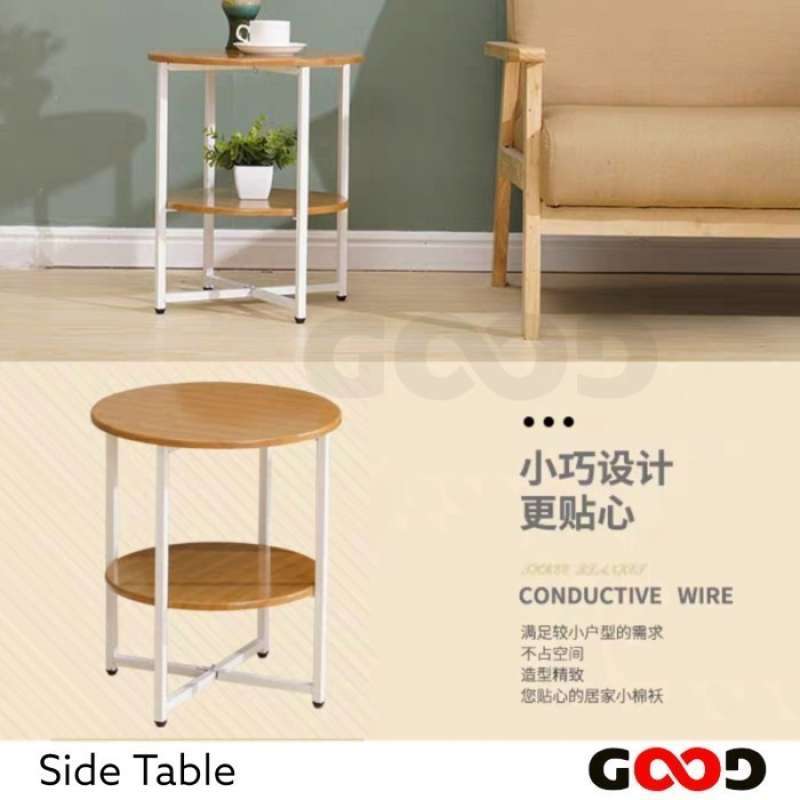 Promo Meja Kecil Minimalis 2 susun/Side Table/Round Coffee Table/Meja ...