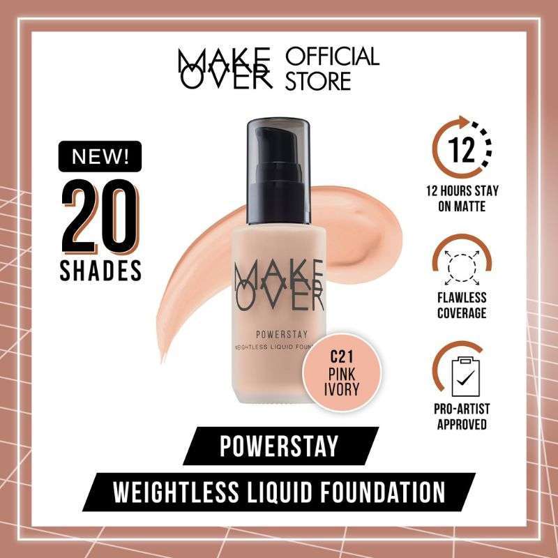 Jual Make Over Powerstay Weightless Liquid Foundation - C21 Pink Ivory ...