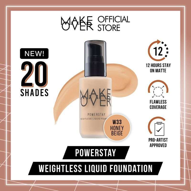 Jual Make Over Powerstay Weightless Liquid Foundation - W33 Honey Beige ...