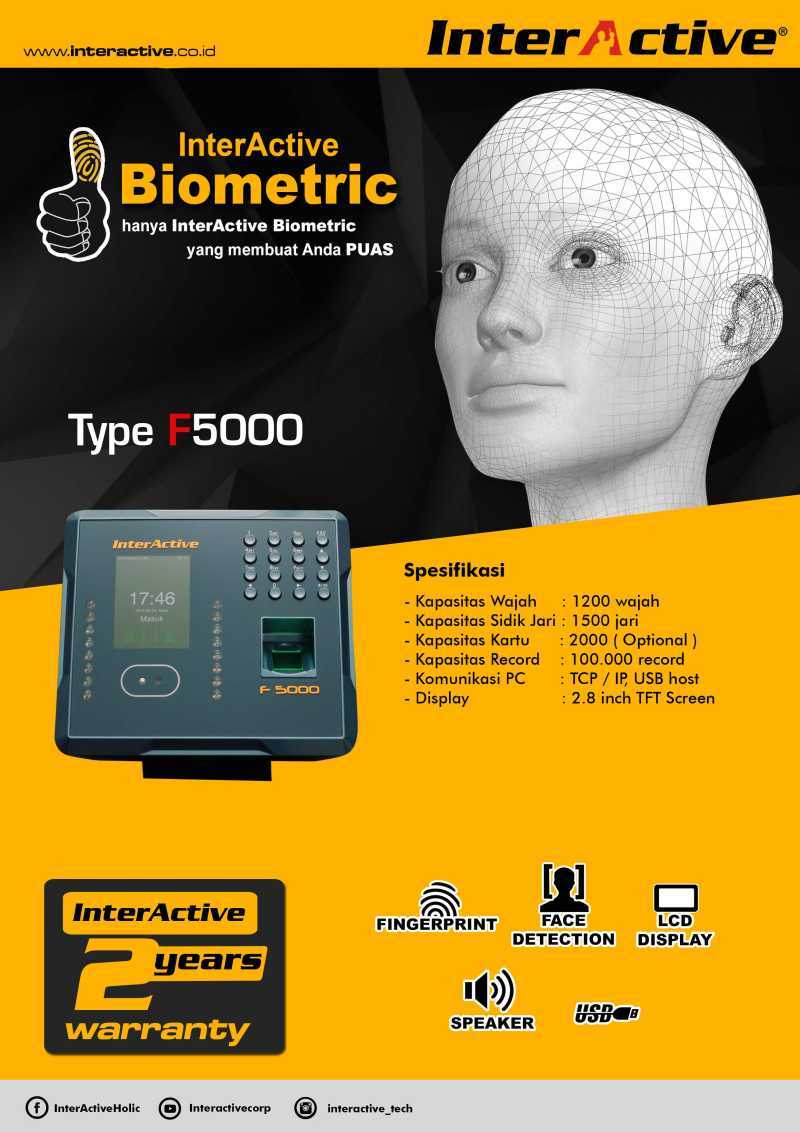 Jual Mesin Absensi Scan Wajah InterActive Tipe F-5000 di Seller ...