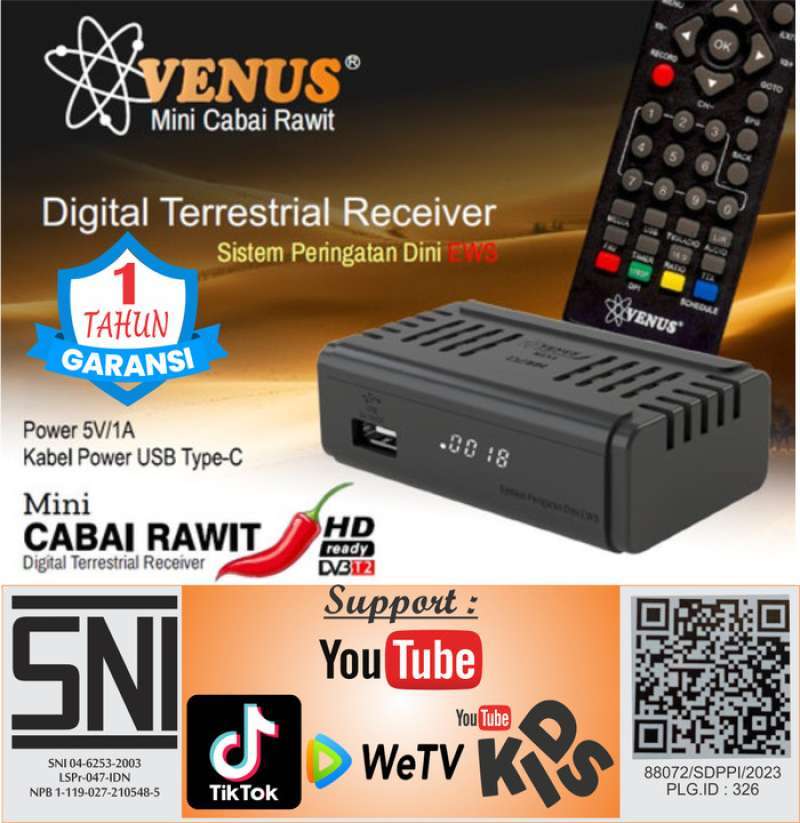 Promo SET TOP BOX TV DIGITAL DVBT2 / DVB-T2 VENUS CABAI RAWIT / BRIO ...