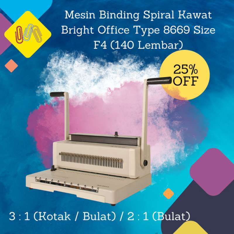 Jual Mesin Binding Bright Office 8669 (spiral Kawat) 3 : 1 (lubang ...
