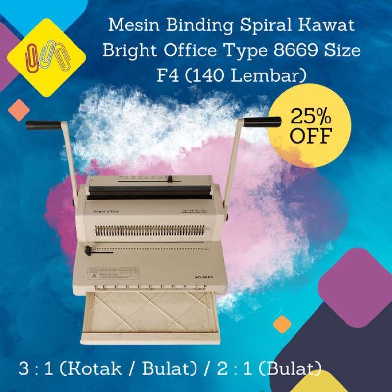 Jual Mesin Binding Bright Office 8669 (spiral Kawat) 3 : 1 (lubang ...