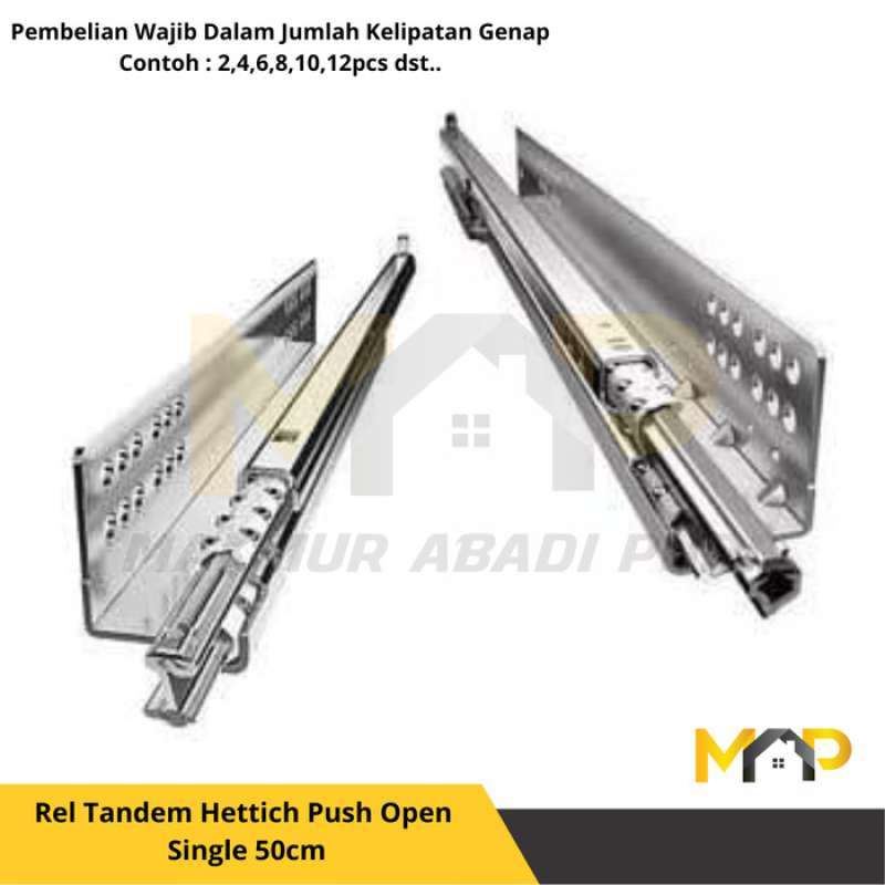 Promo Rel Laci Tandem Single Push Open 50 Cm Hettich Diskon 33% Di ...
