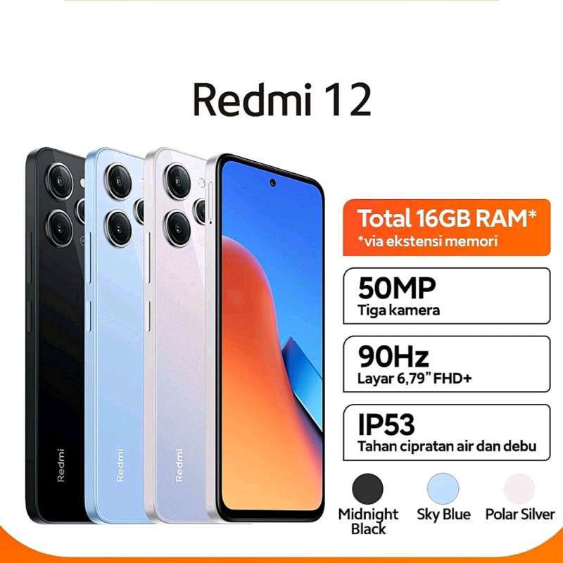 Jual Xiaomi Redmi 12 (8GB + 128GB) | (8GB + 256GB) Baterai 5000mAh ...