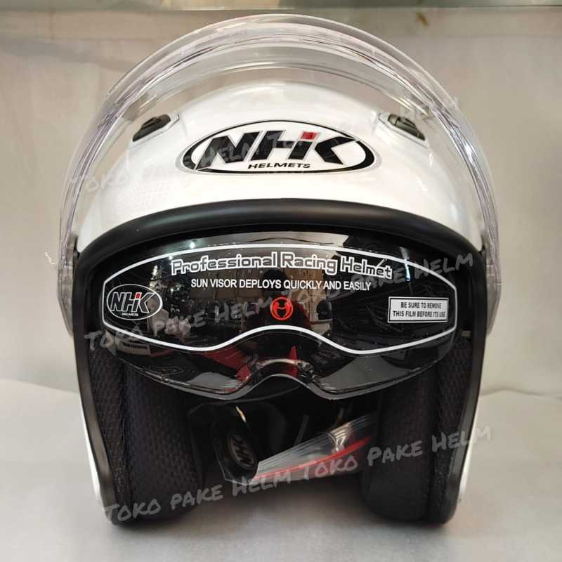 Jual Helm NHK R1 max white half face double visor di Seller PAKE HELM ...