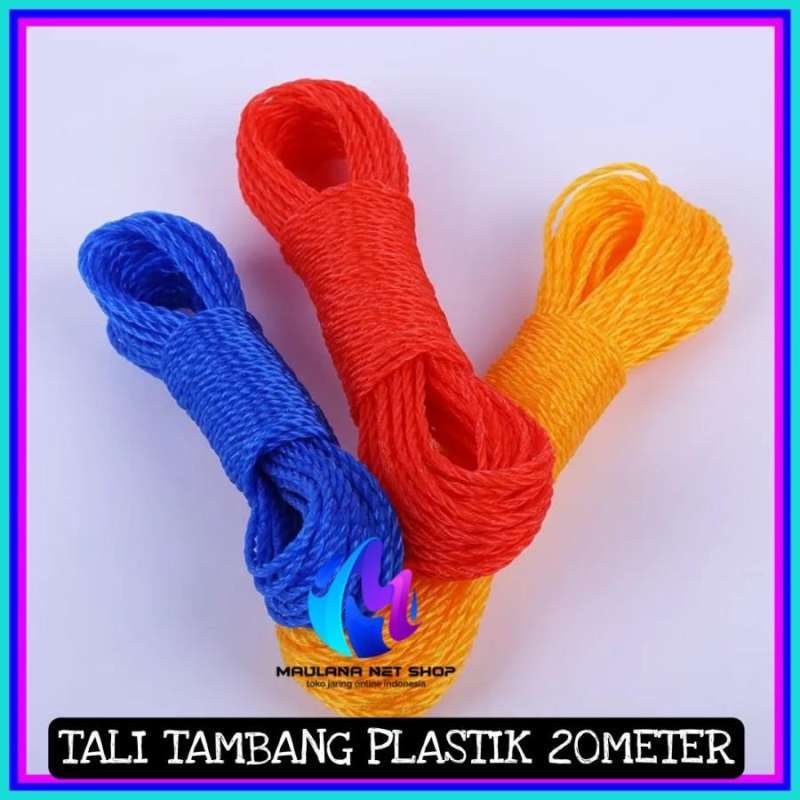 Jual tali tambang plastik 20 meter / tali jemuran / tali ikat barang ...
