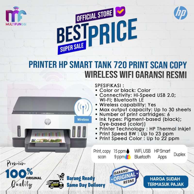 Jual Printer HP Smart Tank 720 Print Scan Copy Wireless Wifi Garansi ...