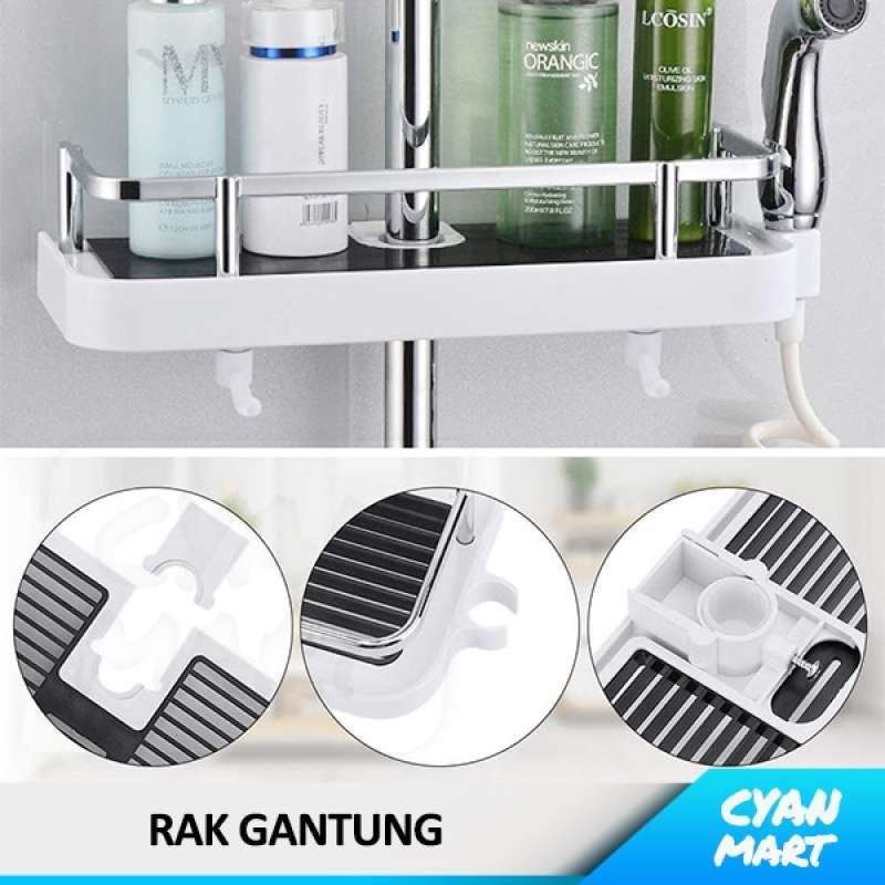 Jual Rak Gantung Tiang Shower Kamar Mandi Bathroom Shelf Rack Storage ...