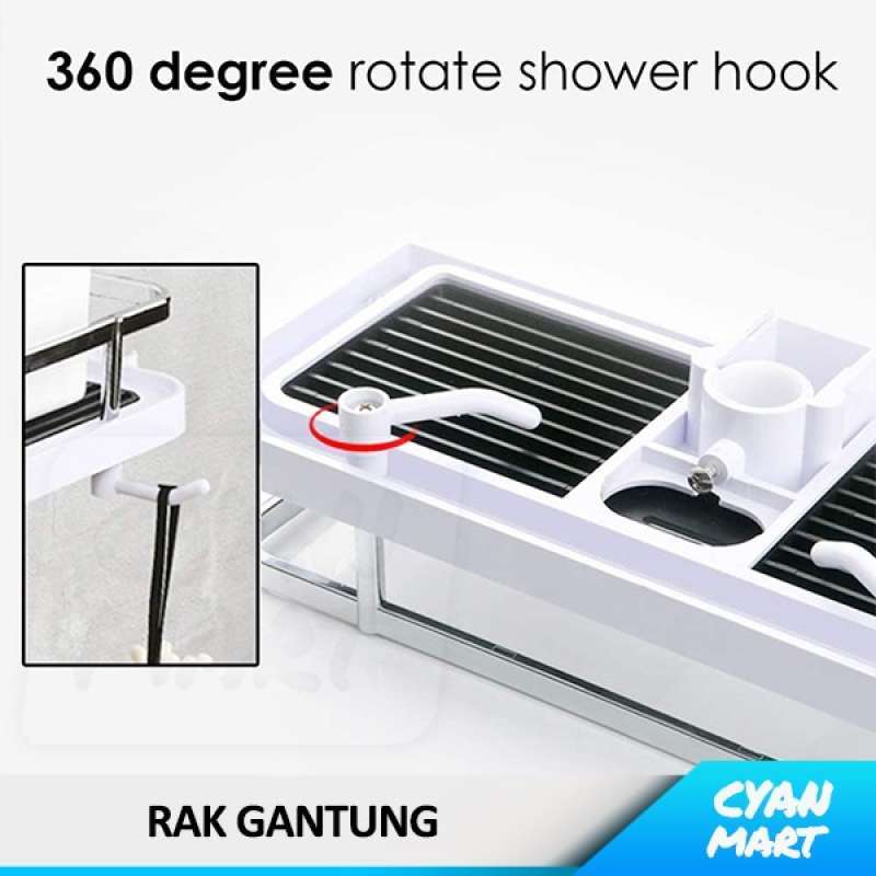 Jual Rak Gantung Tiang Shower Kamar Mandi Bathroom Shelf Rack Storage ...