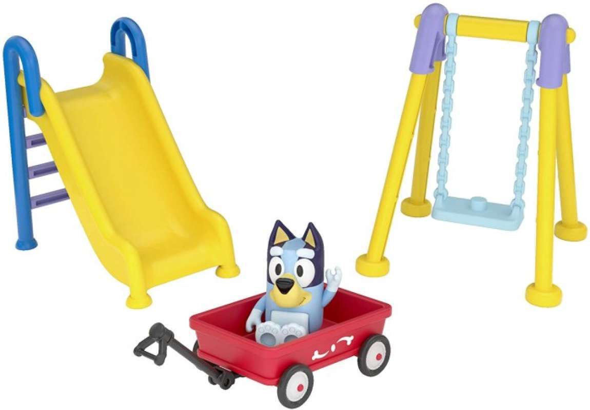 Promo BLUEY PARK PLAYSET WITH BLUEY 2.5 FIGURE, WAGON, SWING SET, AND ...