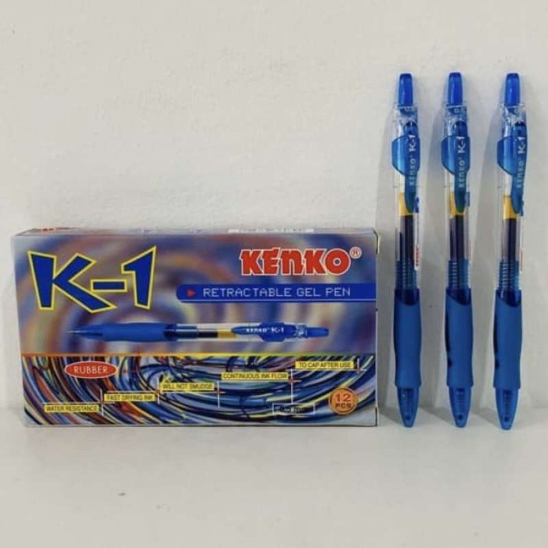 Jual pulpen kenko k-1 retrac table gel pen 0,5 mm hitam / 1 box isi 12 ...