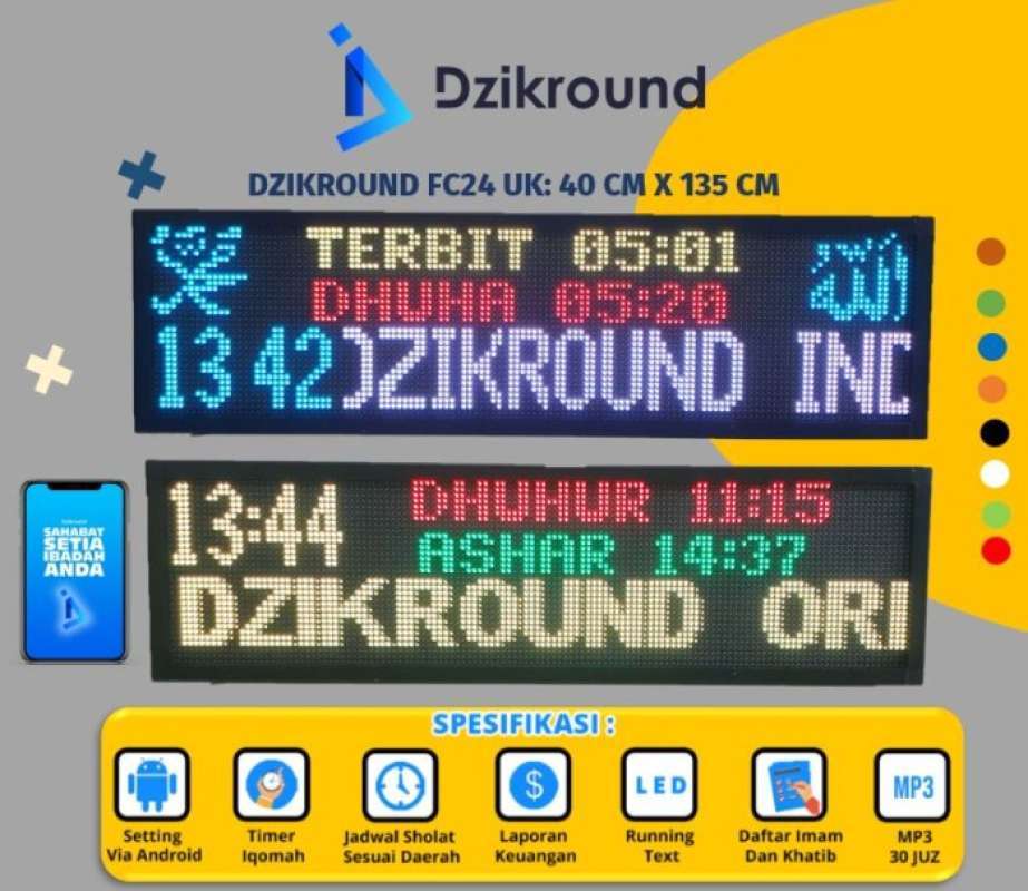 Promo Jam Digital Masjid Jadwal Sholat Running Text Timer Iqomah 40x135 ...