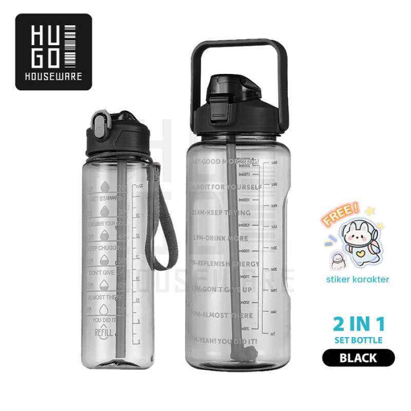 Promo Hugo Botol Minum Motivasi Set 2in1 Botol Air Anak Premium Bpa ...