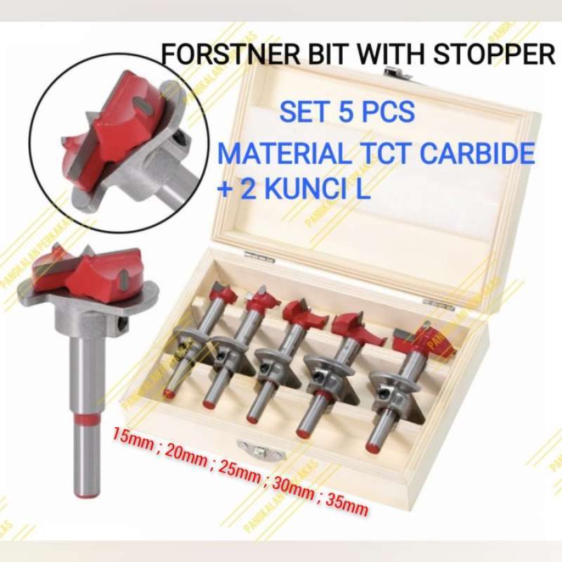 Promo Forstner bit dengan stopper set 5 pcs /mata bor engsel sendok ...