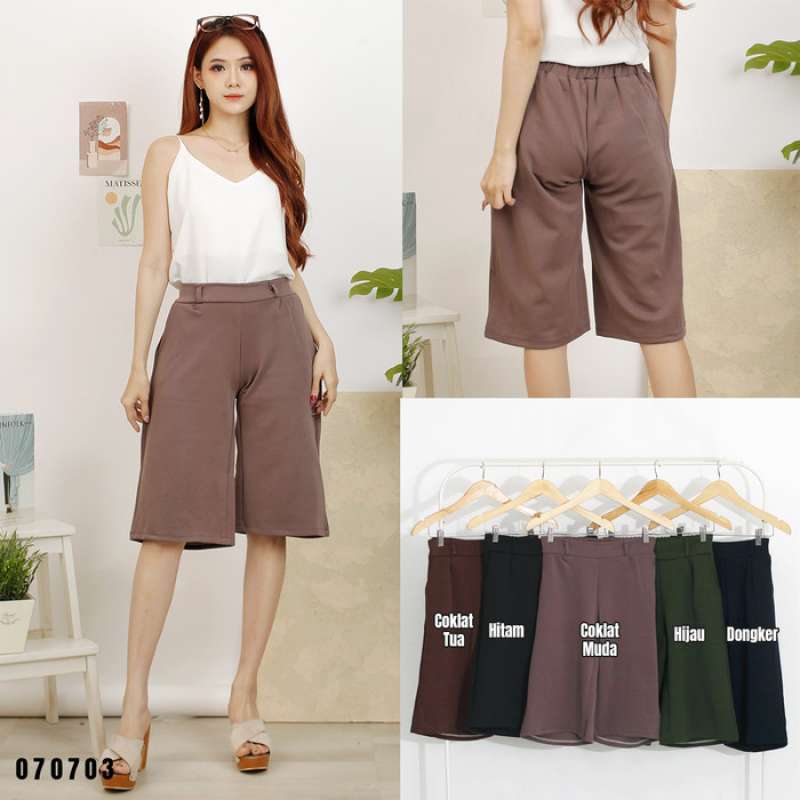 Promo Celana Pendek Wanita Kulot Tanggung 3/4 Pinggang Karet Tebal Cewek - COKELAT MUDA Diskon 2 ...