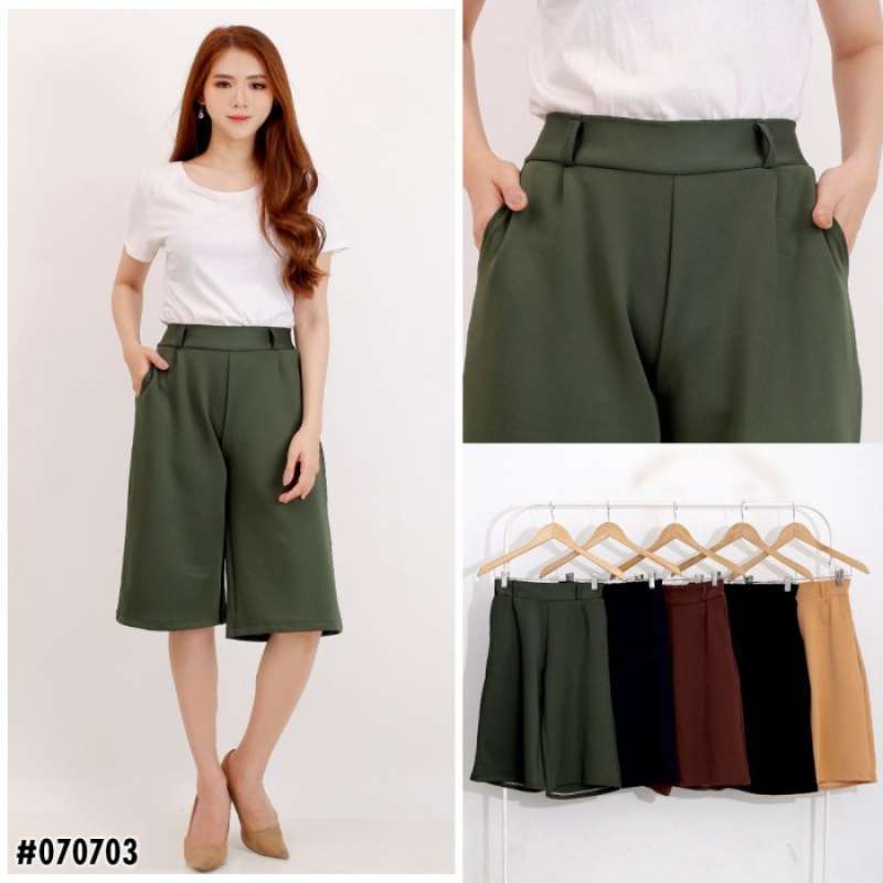 Promo Celana Pendek Wanita Kulot Tanggung 3/4 Pinggang Karet Tebal Cewek - COKELAT MUDA Diskon 2 ...
