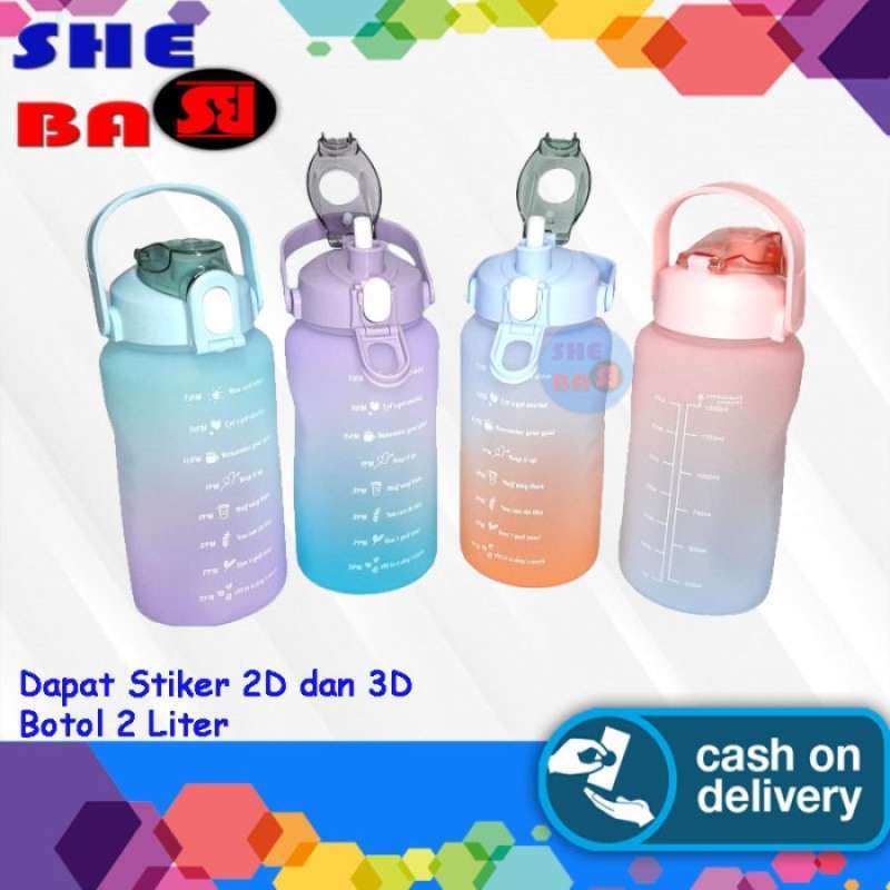 Promo Botol Viral Stiker Gradasi Botol Motif Pelangi 2liter Botol Viral ...