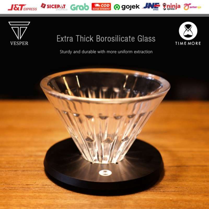 Promo timemore crystal eye glass dripper PC holder black pour over V60 ...