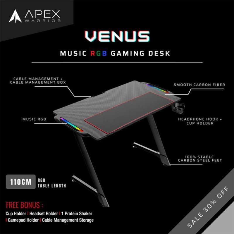 Promo Baru Apex Warrior Venus Music Rgb Gaming Desk Table Meja Gaming ...