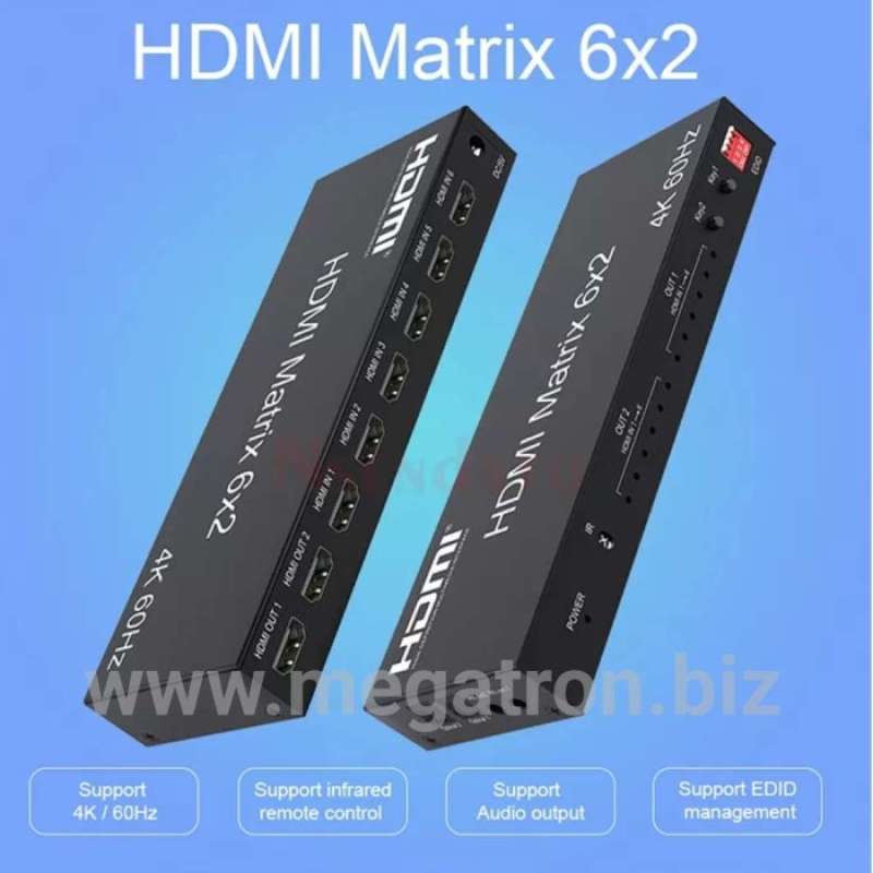 Promo SALE 4K HDMI MATRIX SWITCHER 6X2 (6-INPUT & 2-OUTPUT)-WIRH AUDIO ...