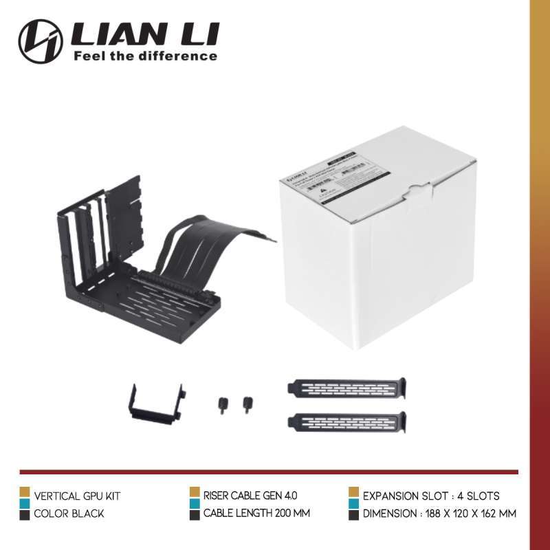 Jual LIAN LI UNIVERSAL 4- V2 SLOTS VERTICAL GPU KIT WITH GEN 4 RISER ...
