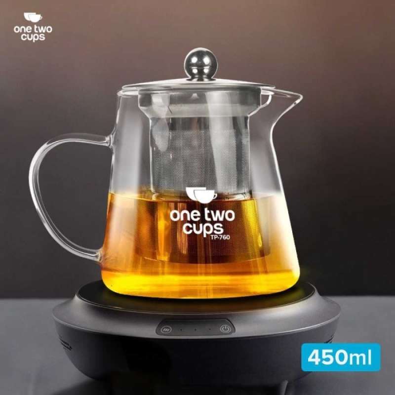 Promo One Two Cups Teko Teh Kaca Tahan Panas dengan Saringan Glass Teapot - Transparan 450ml ...
