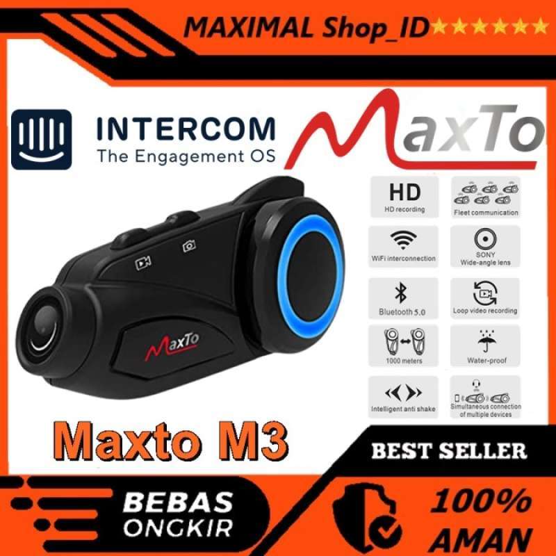 Promo Maxto M3 Intercom Bluetooth Helm 6 Rider Radio FM Original Diskon 9% di Seller Diamond ...