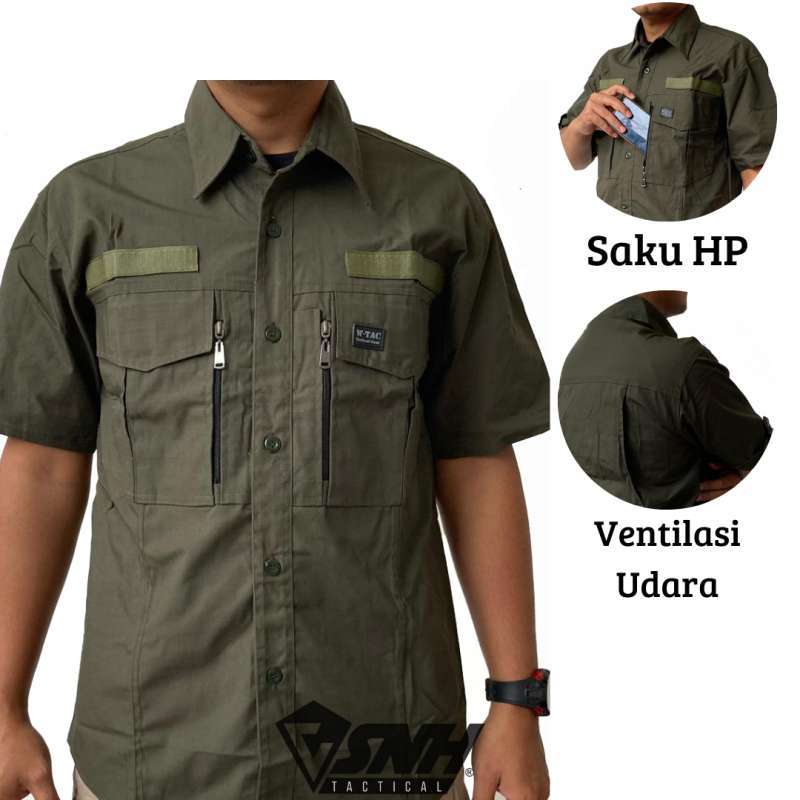 Promo ASNH Kemeja Lengan Pendek Model PDL Tactical WTAC Bahan Kuat ...