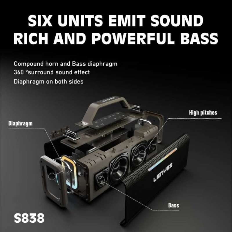 Promo Lenyes S838 Speaker Bluetooth Karaoke With Mic Wireless Heavy ...