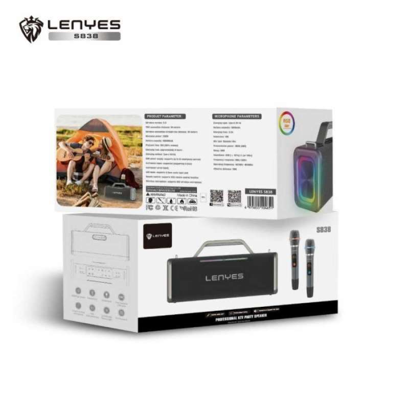 Promo Lenyes S838 Speaker Bluetooth Karaoke With Mic Wireless Heavy ...